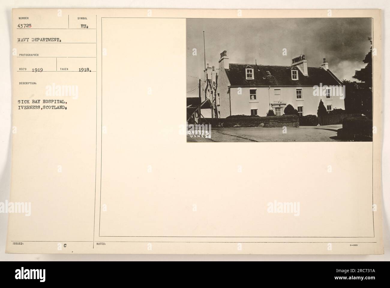 A photograph taken in 1918 shows the sick bay hospital located in ...