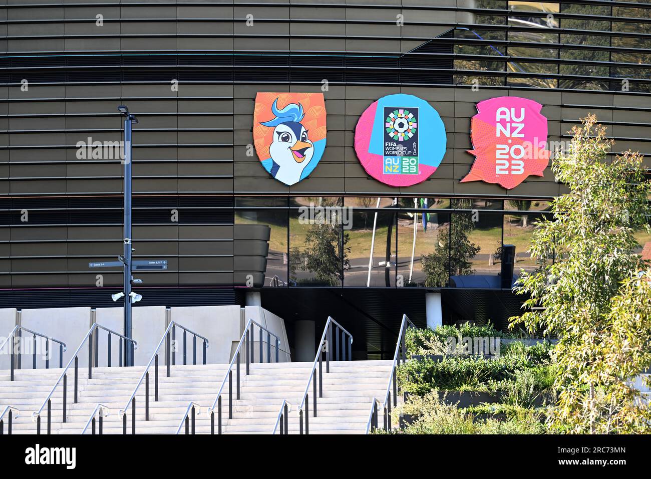 Sydney, Australia. 13th July, 2023. Workers cover up the Allianz ...