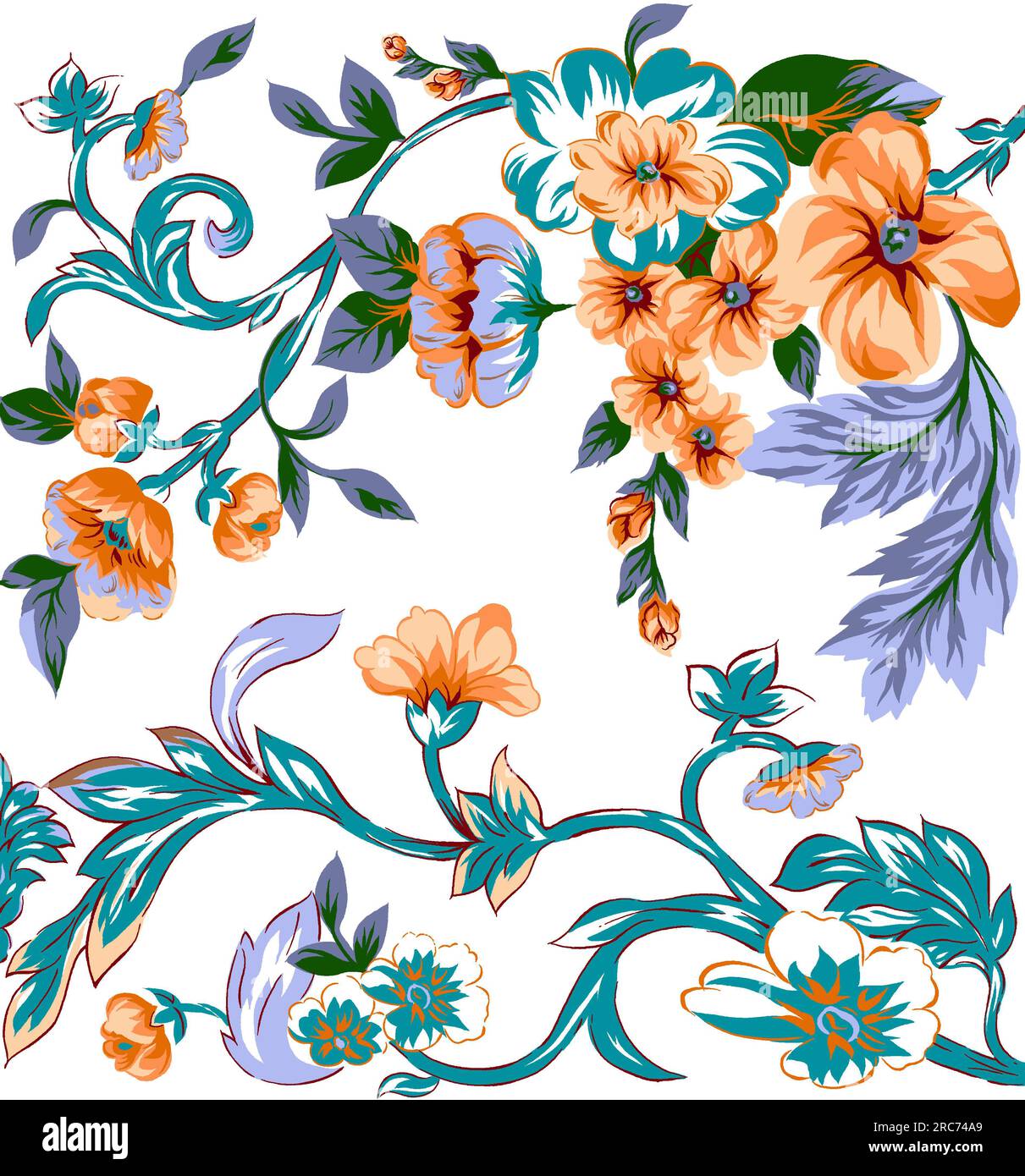 A beautiful abstract floral design with colourful trendy flowers and ...