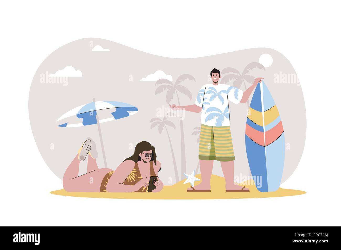 Cartoon sunbathing family hi-res stock photography and images - Alamy