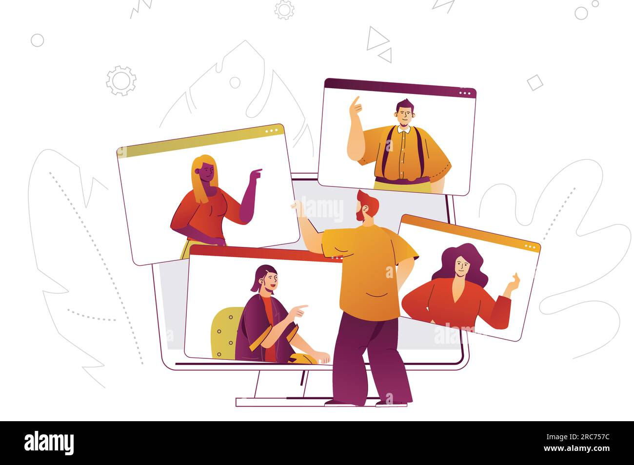 Video conference web concept. Online business meeting or video calling ...