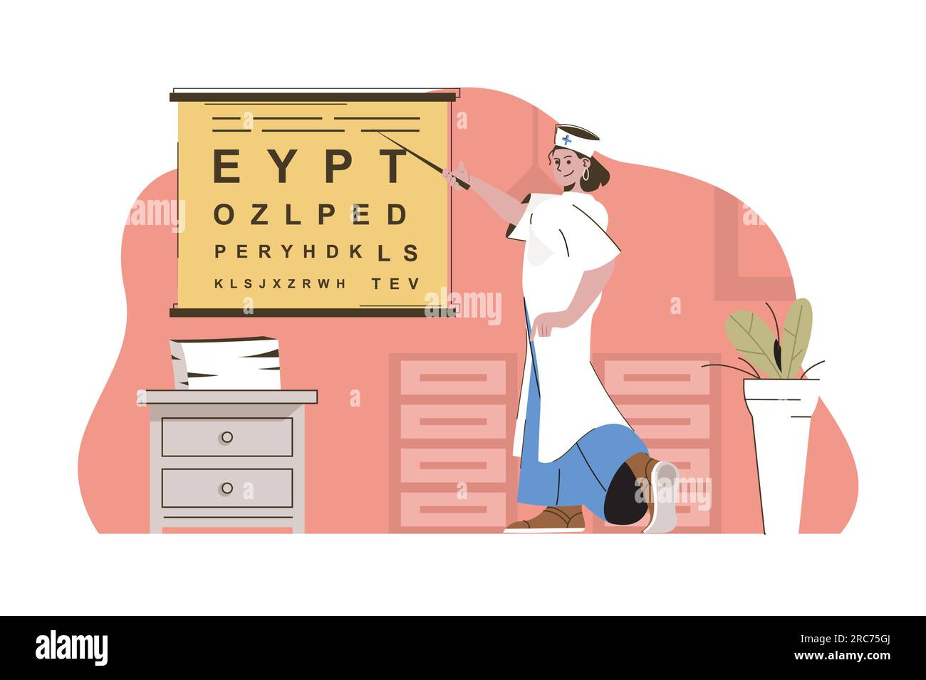 Visit to the eye doctor Stock Vector Images - Alamy