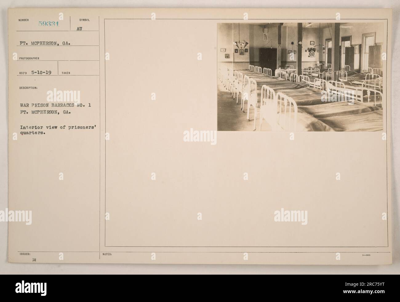 Interior view of the prisoners' quarters in War Prison Barracks No. 1 ...