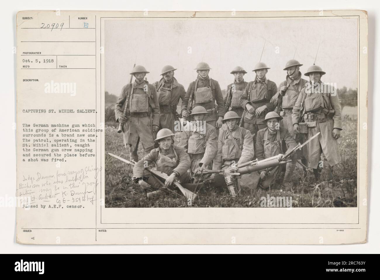 "American soldiers capture a brand new German machine gun during the assault on St. Mihiel ...