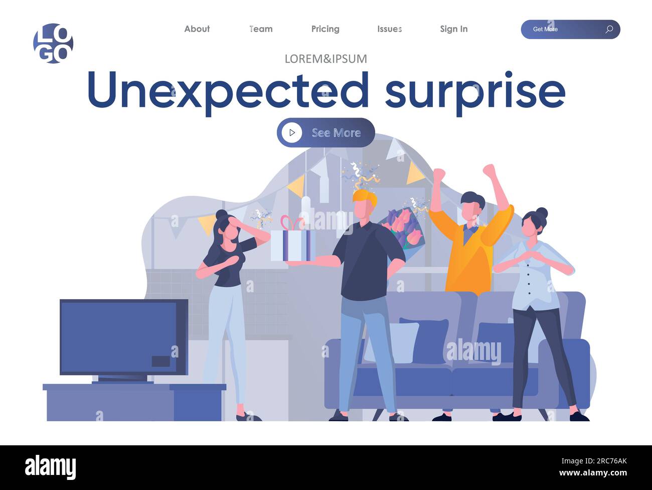 Friends surprise meeting Stock Vector Images - Alamy