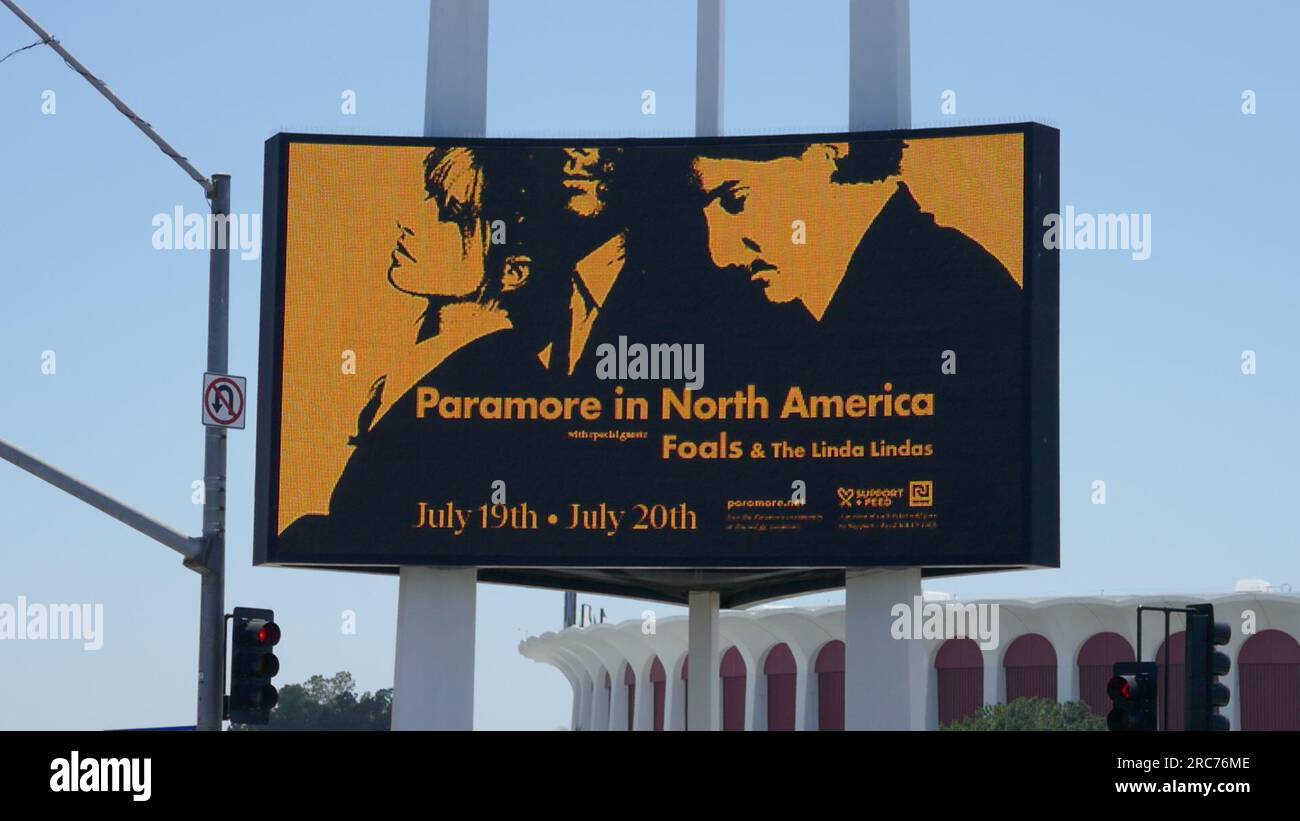 Inglewood, California, USA 11h July 2023 Paramore Marquee at Kia Forum ...