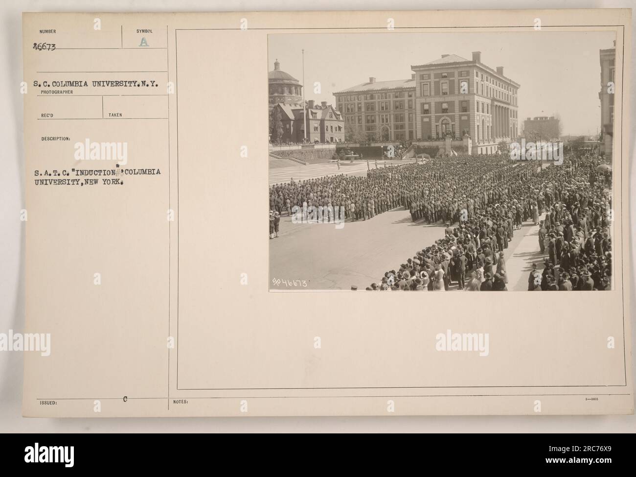 Soldiers being inducted into the Student Army Training Corps (S.A.T.C ...