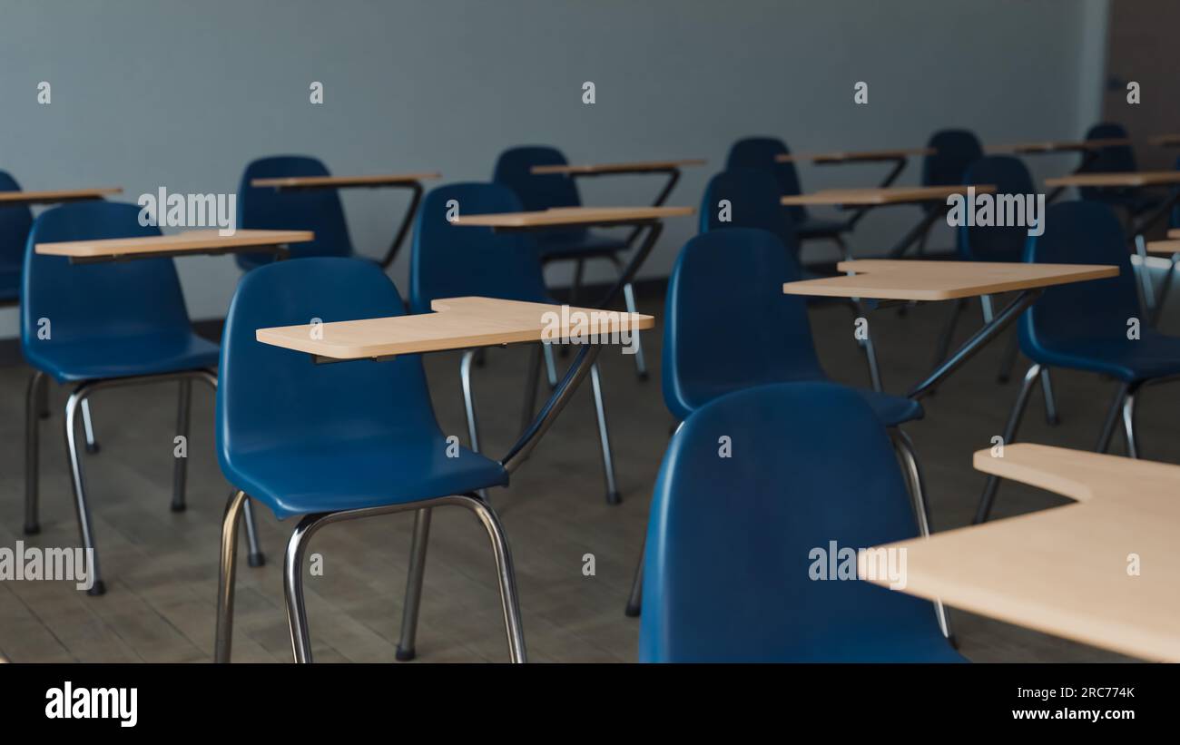 empty university classroom background image, 3d rendering Stock Photo ...