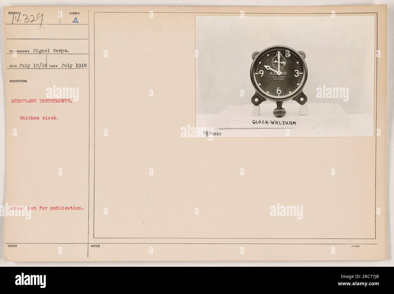 A close-up view of the instruments inside a World War One era airplane ...