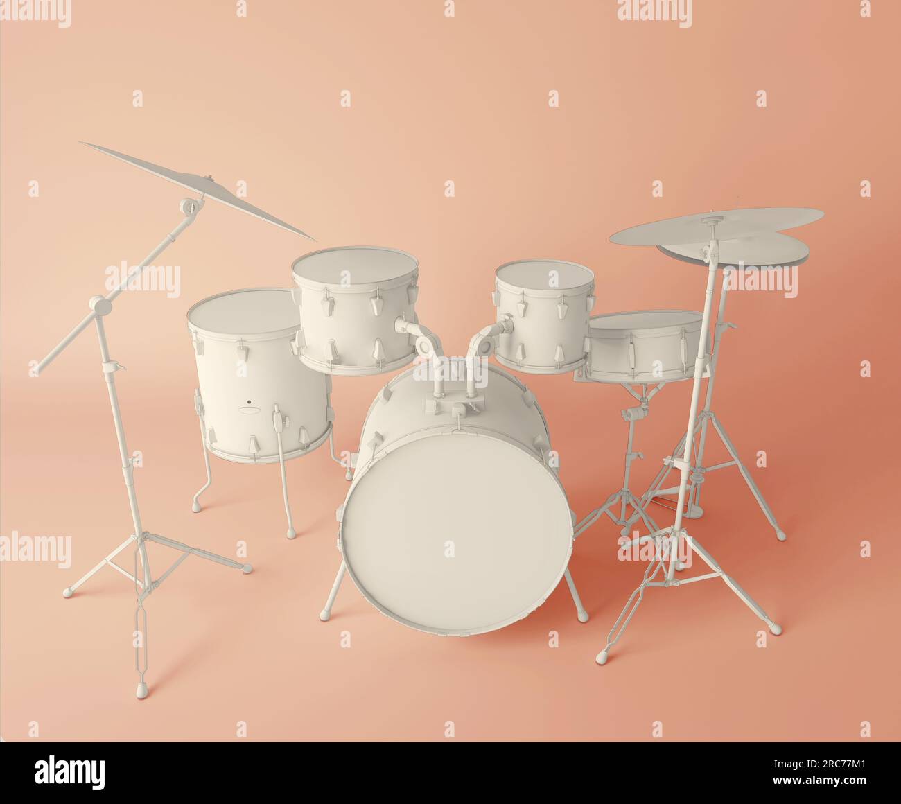 Front view of a musical drum set on a simple abstract background, ideal ...