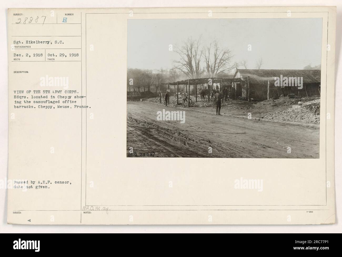 Fifth Army Corps Headquarters in Cheppy, Meuse, France. The photo ...