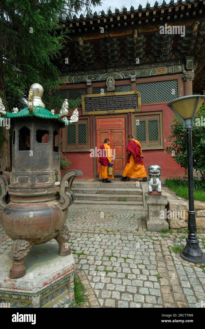 Ulaanbaatar, Mongolia - July 10, 2023: Monks at the Gandantegchinlen ...