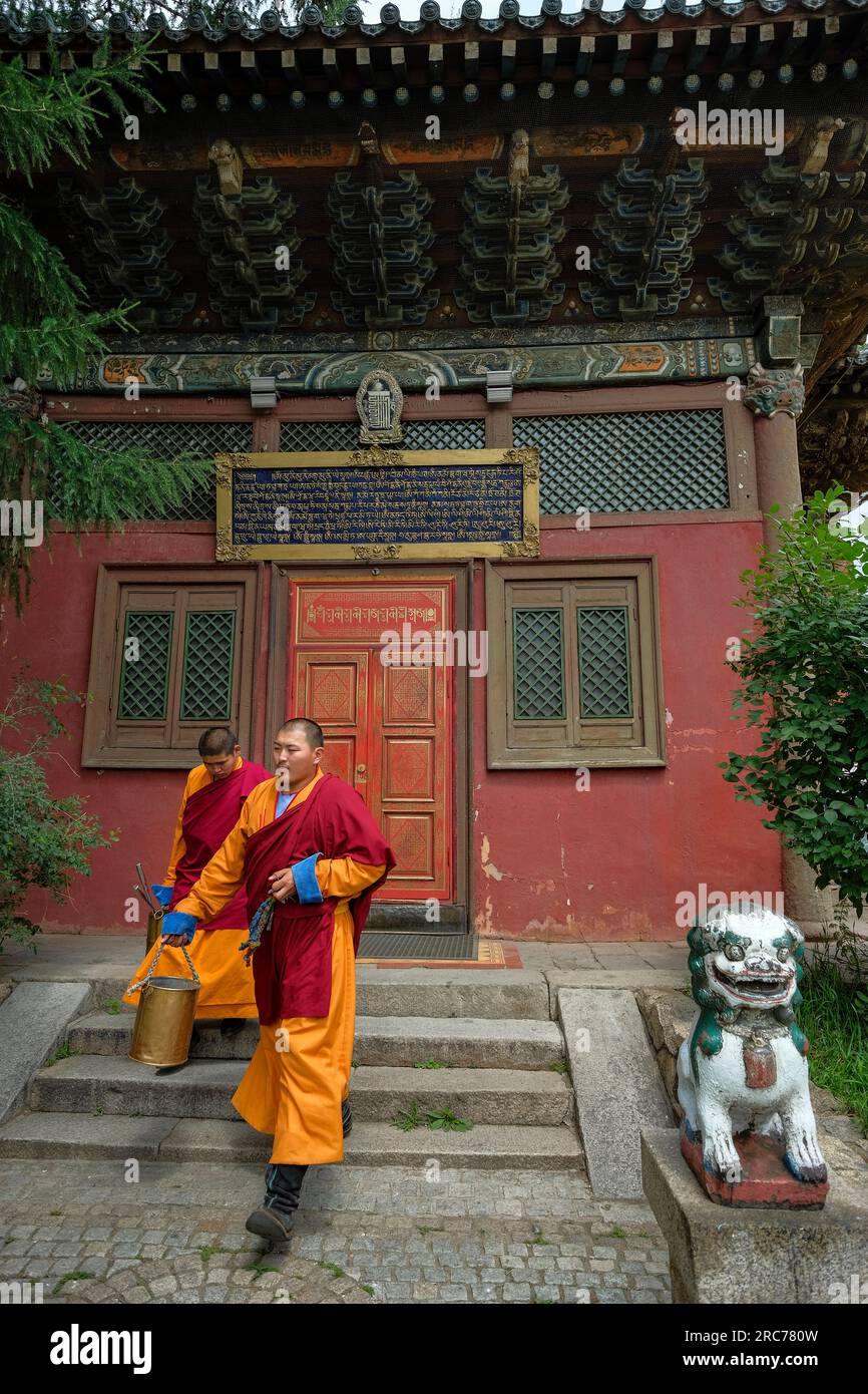 Ulaanbaatar, Mongolia - July 10, 2023: Monks at the Gandantegchinlen ...