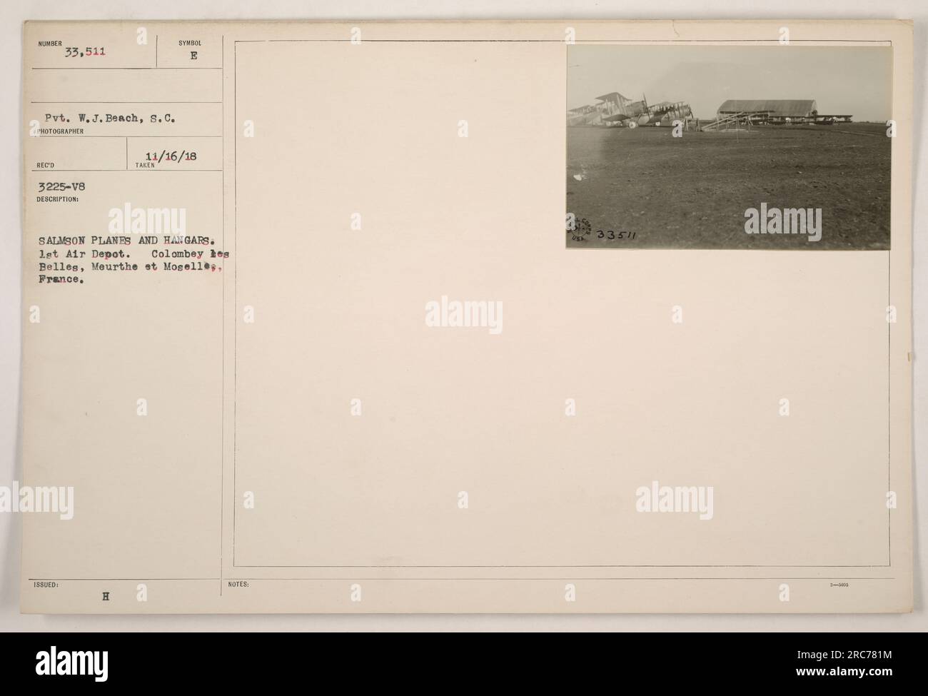 The image shows Pvt. W.J. Beach at the Colombey-les-Belles Air Depot in ...