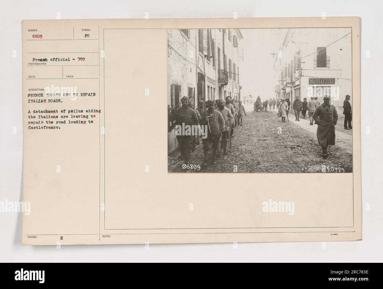 French troops leaving to repair Italian roads. The detachment is aiding ...