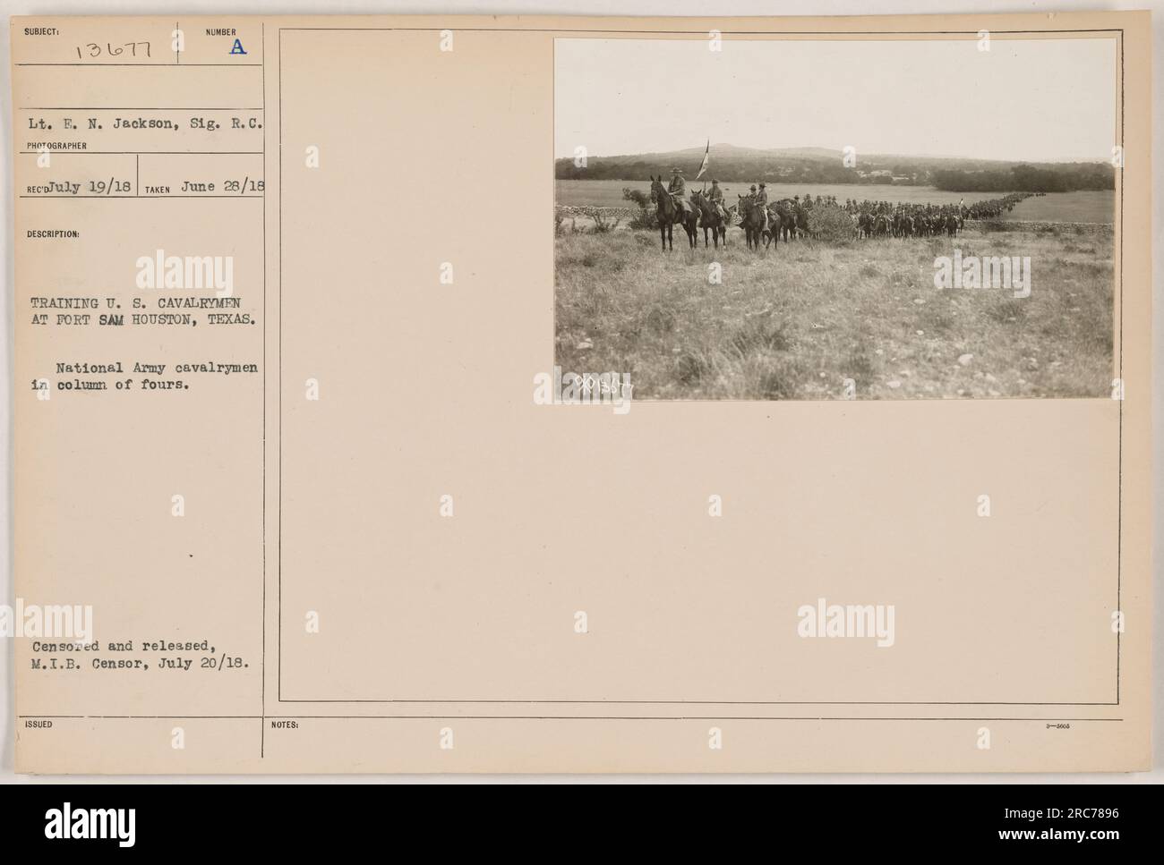 National Army cavalrymen undergoing training at Fort Sam Houston in ...