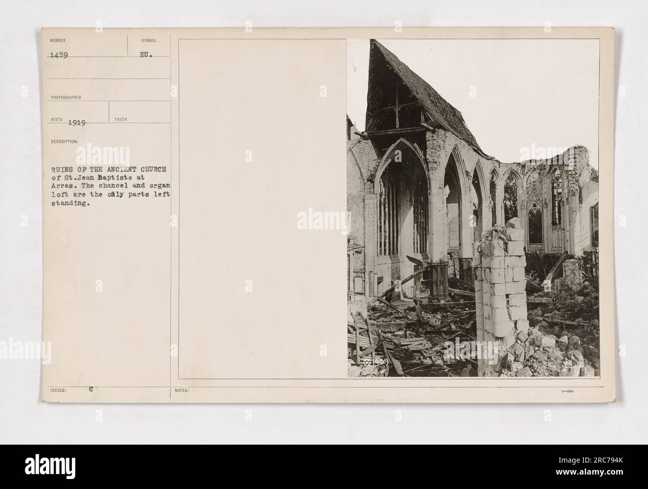 The photograph shows the ruins of the ancient church of St. Jean ...