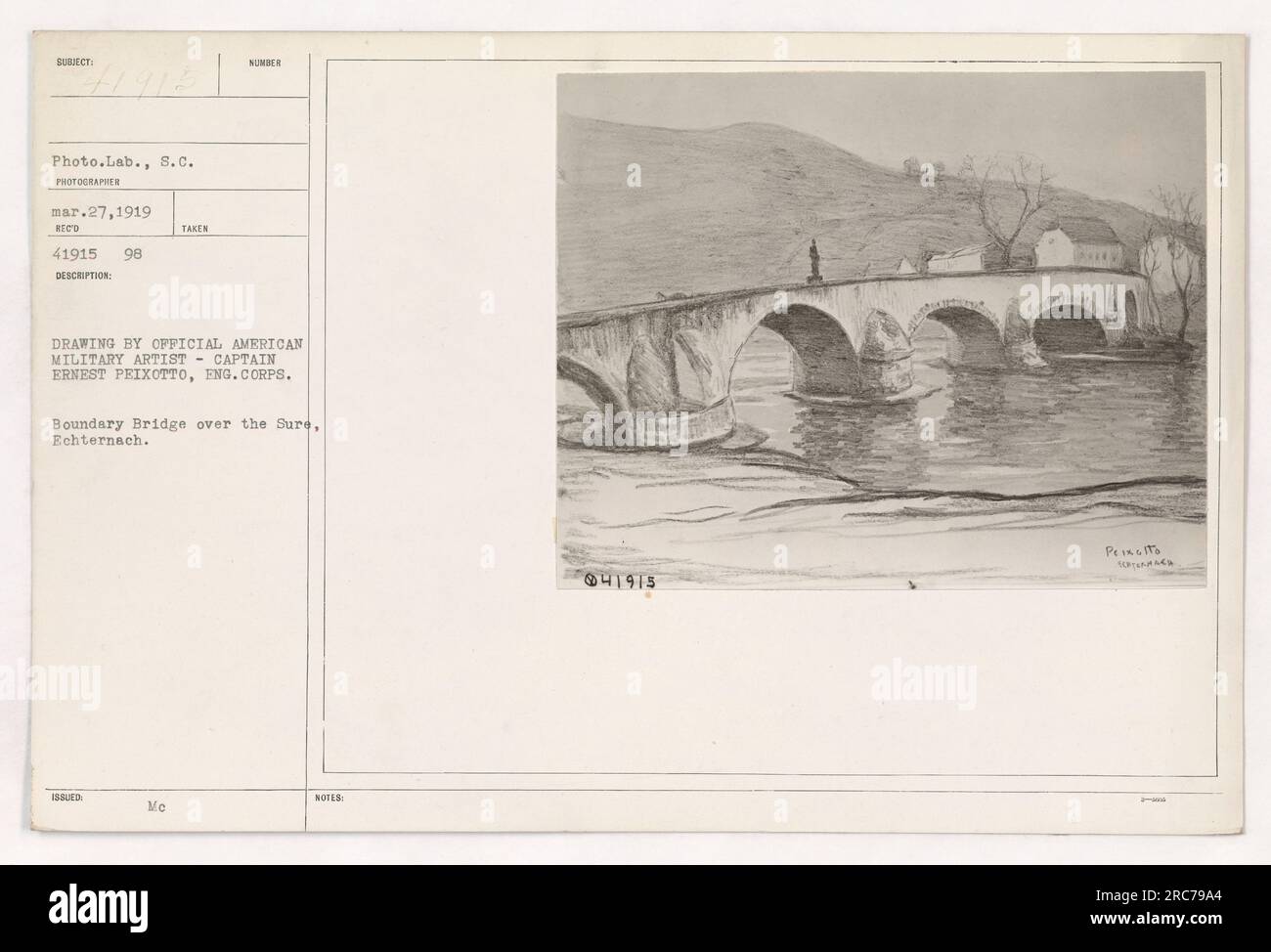 A drawing by American military artist Captain Ernest Peixotto depicting ...