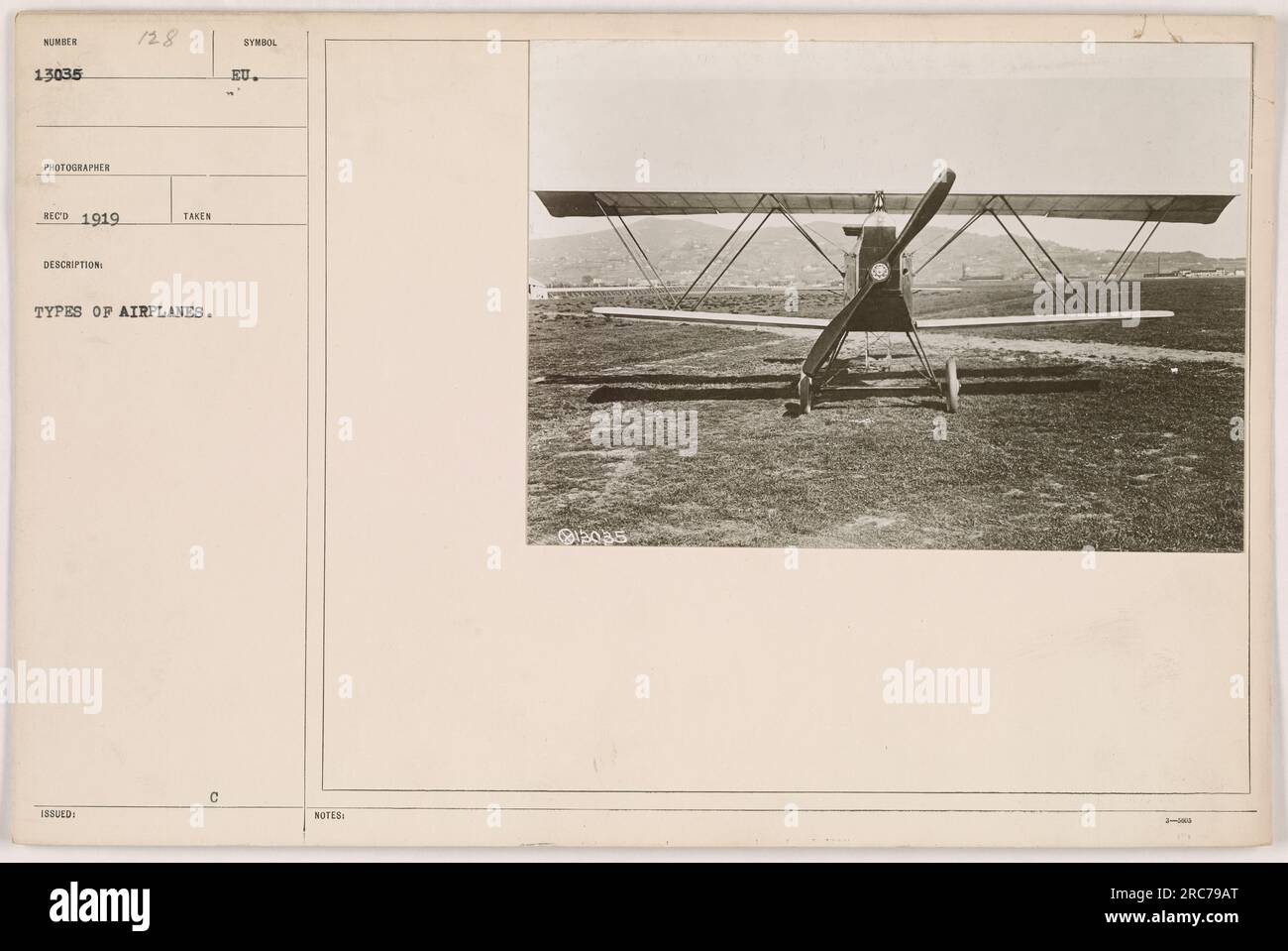 "Photograph showing various types of airplanes used during World War ...
