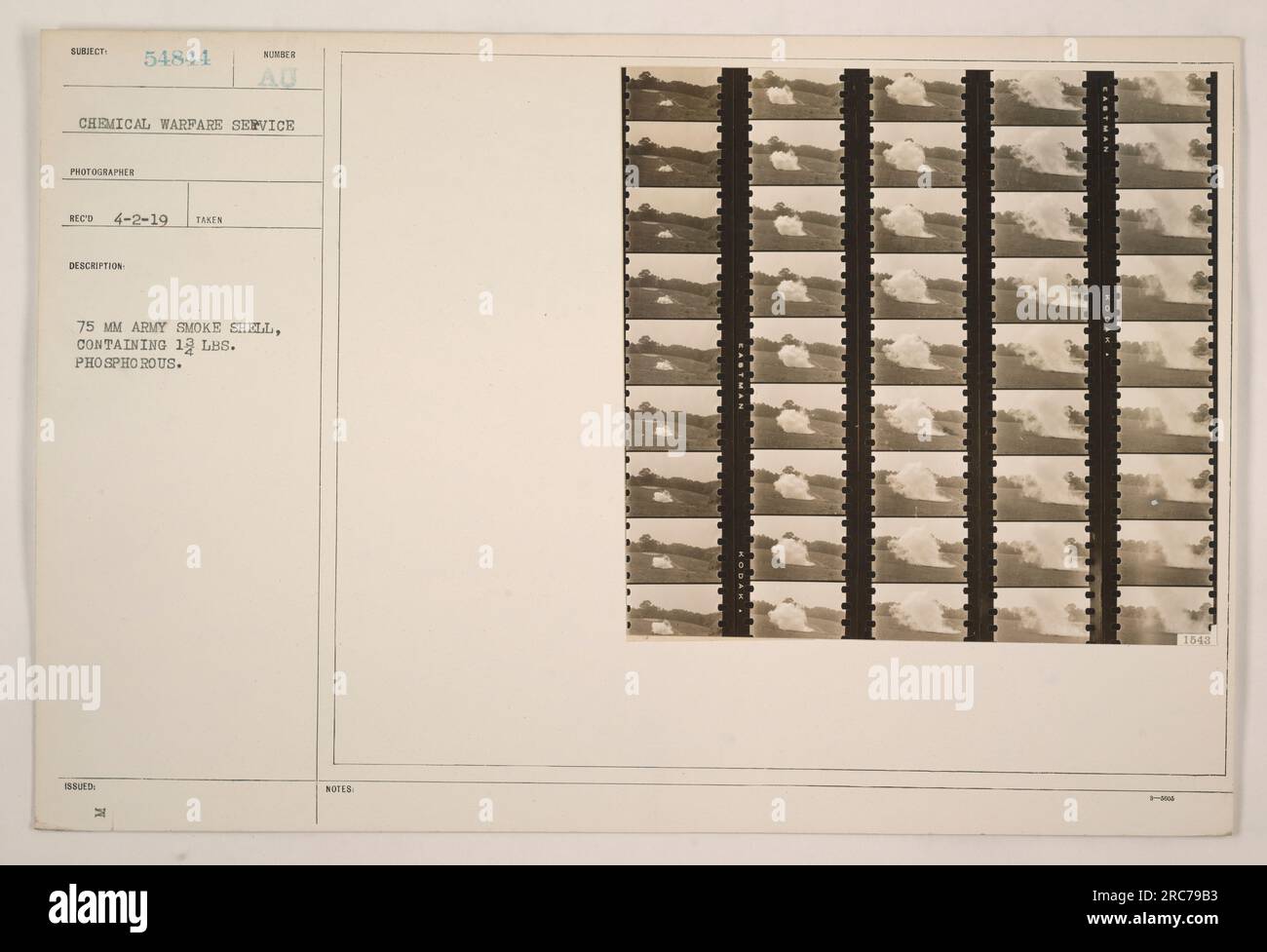 Image of a 75 MM Army smoke shell, taken by a photographer from the ...