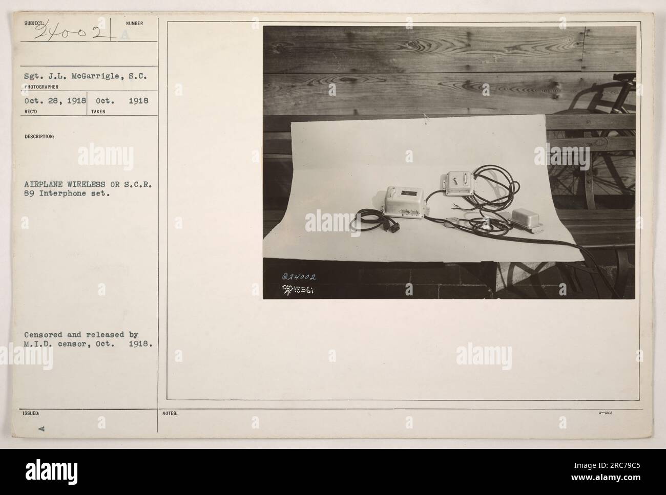 Sgt. J.L. McGarrigle of the Signal Corps is seen in this photograph ...