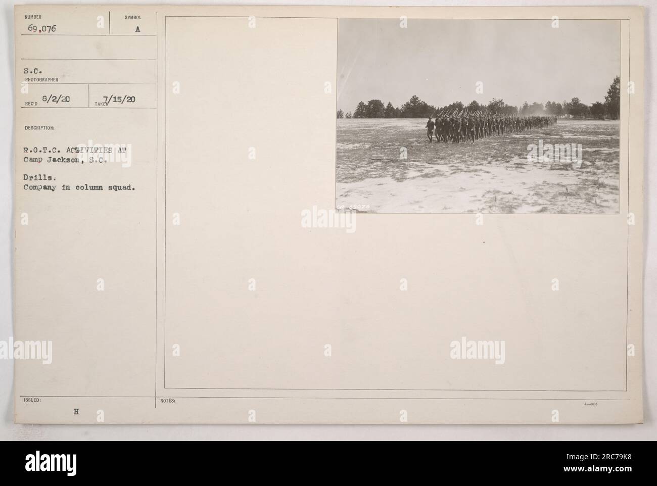 R.O.T.C. cadets participating in drills at Camp Jackson, South Carolina ...