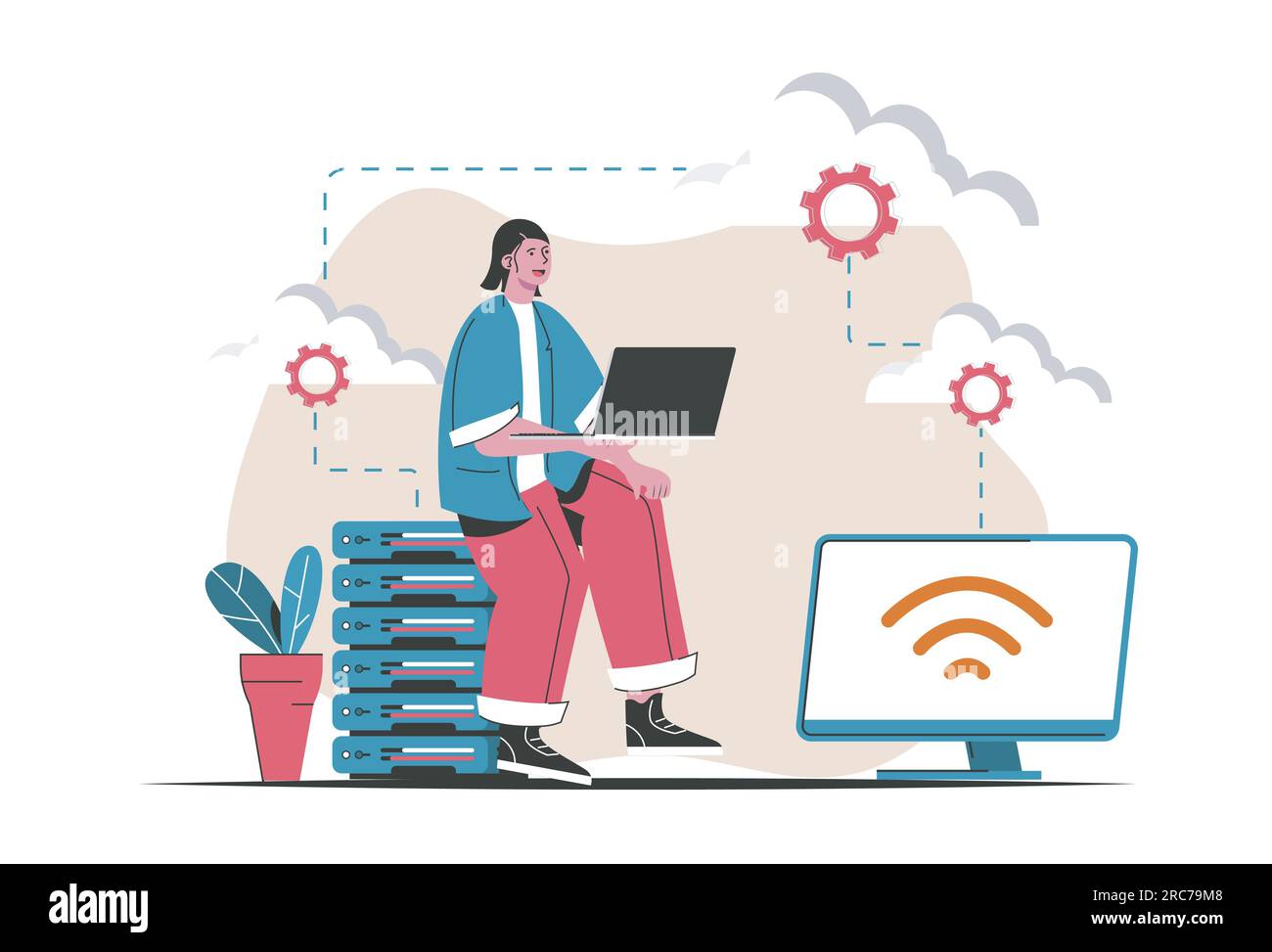 Cloud computing concept isolated. Wireless cloud technology, storage ...