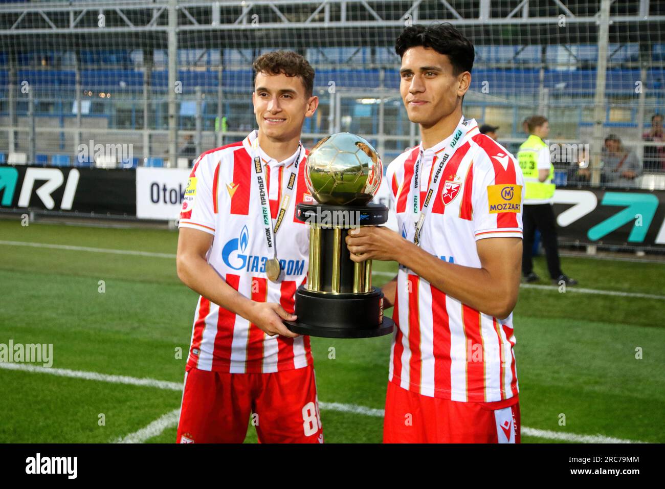 Saint Petersburg, Russia. 12th July, 2023. Stefan Mitrovic (L), Marko ...