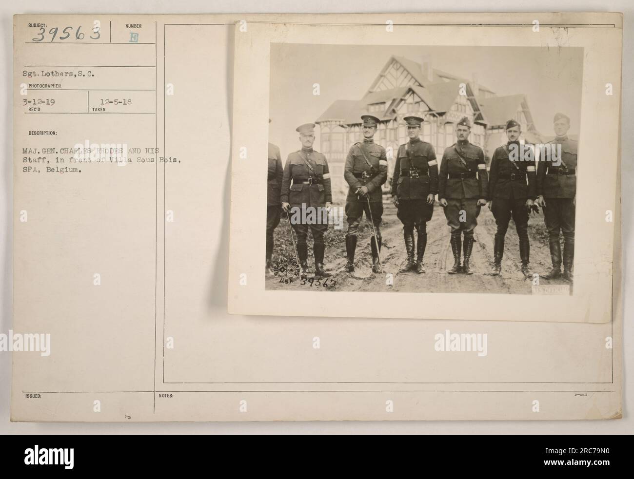 Sgt. Lothers captured this image on March 12, 1919, in front of Villa ...