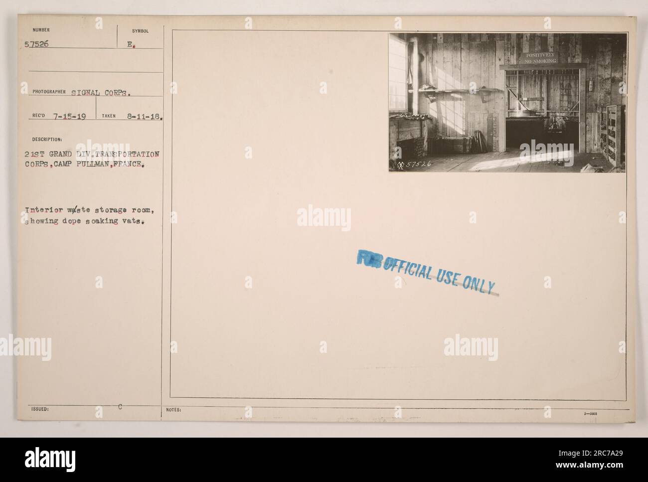 Interior view of the waster storage room at Camp Pullman, France. The ...