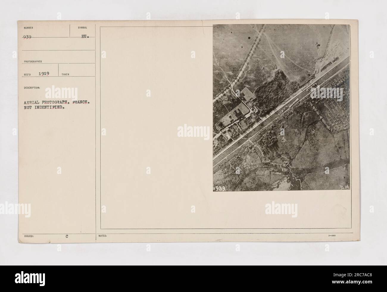 An aerial photograph taken in France during World War One. The exact ...