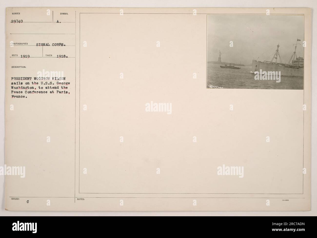 President Woodrow Wilson sails on the U.S.S. George Washington to ...