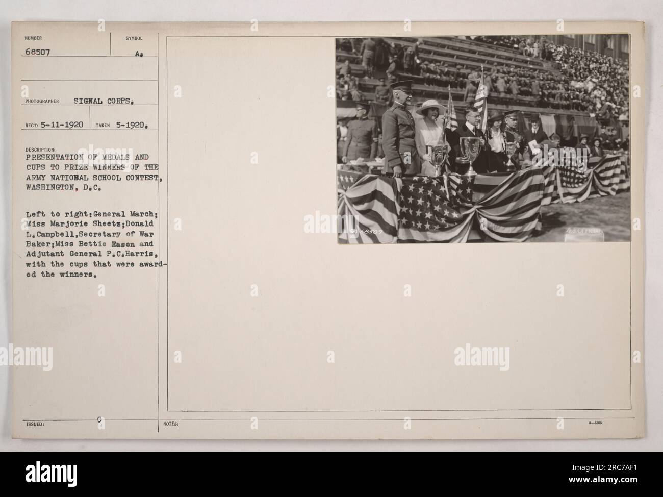 : General March, Miss Marjorie Sheets, Donald L. Campbell (Secretary of ...