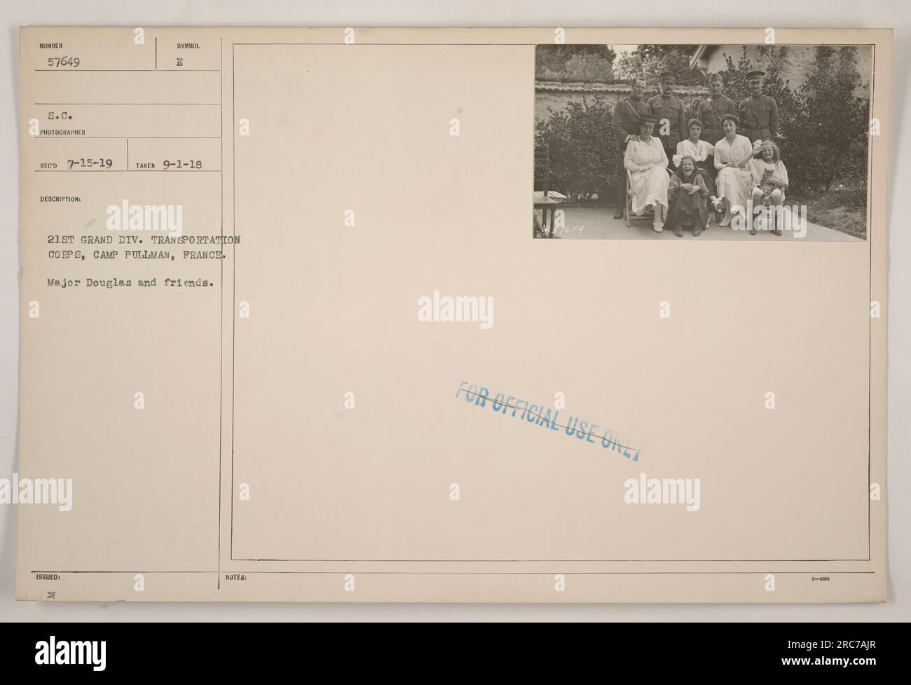 Image shows Major Douglas and several soldiers from the 21st Grand ...