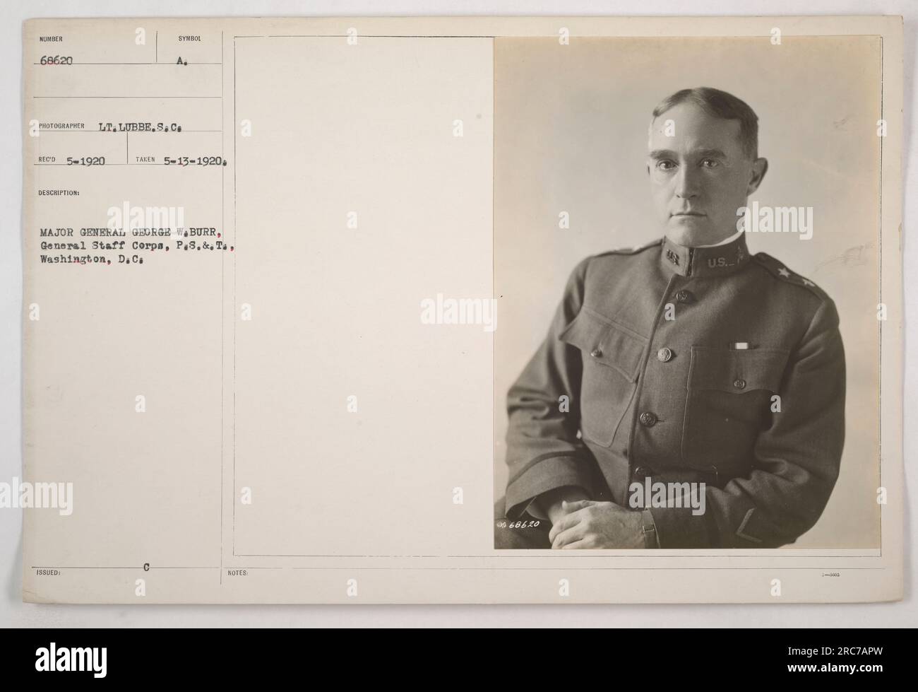 This image features Major General George W. Burr of the General Staff ...