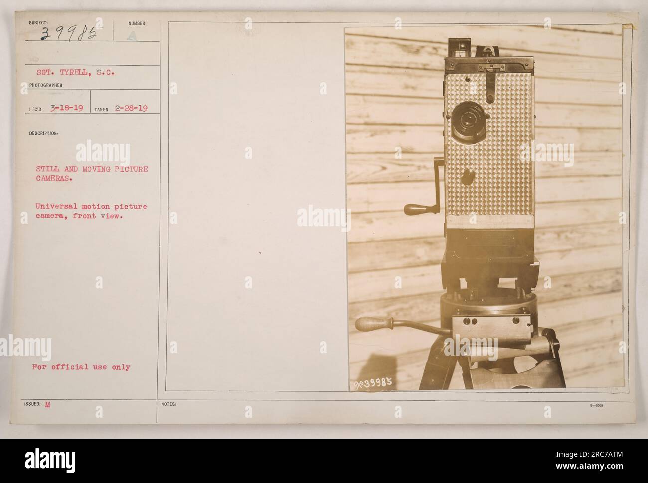 Image captured on 2/28/1919 by Sgt. Tyrell. The photo depicts a front ...