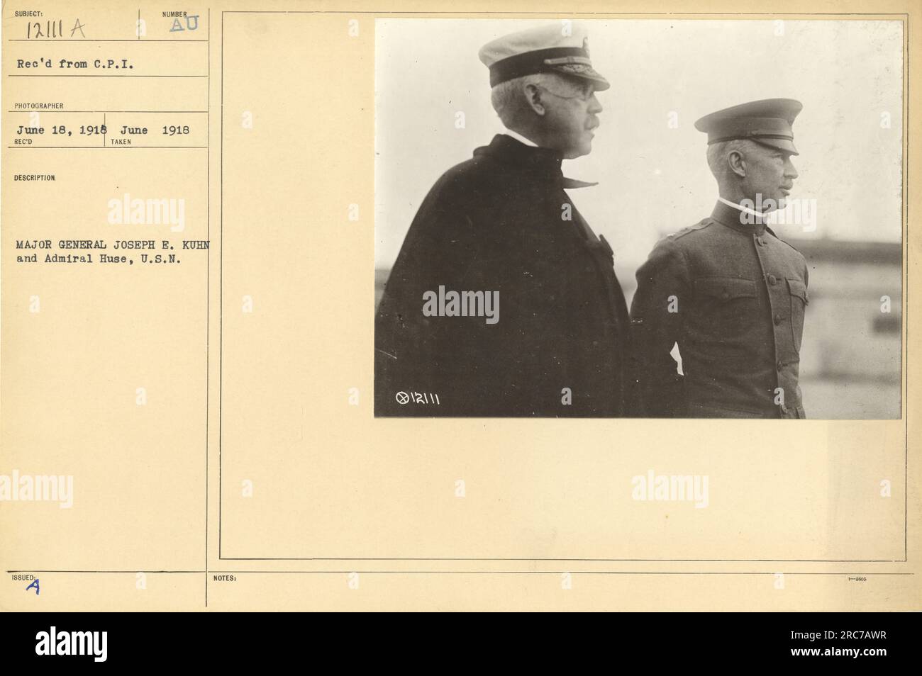 Major General Joseph B. Kuhn and Admiral Huse, U.S.N. reviewing troops ...