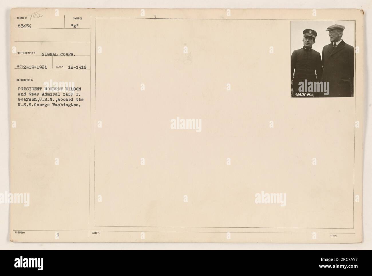 President Woodrow Wilson and Rear Admiral Cary T. Grayson of the U.S ...