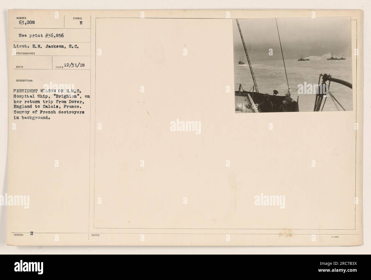 President Woodrow Wilson on board the H.M.S. Hospital Ship "Brighton ...