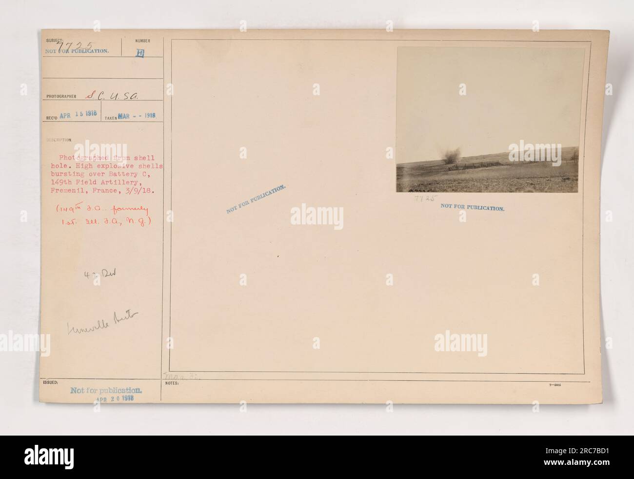 Caption: High explosive shells bursting over Battery C, 149th Field ...