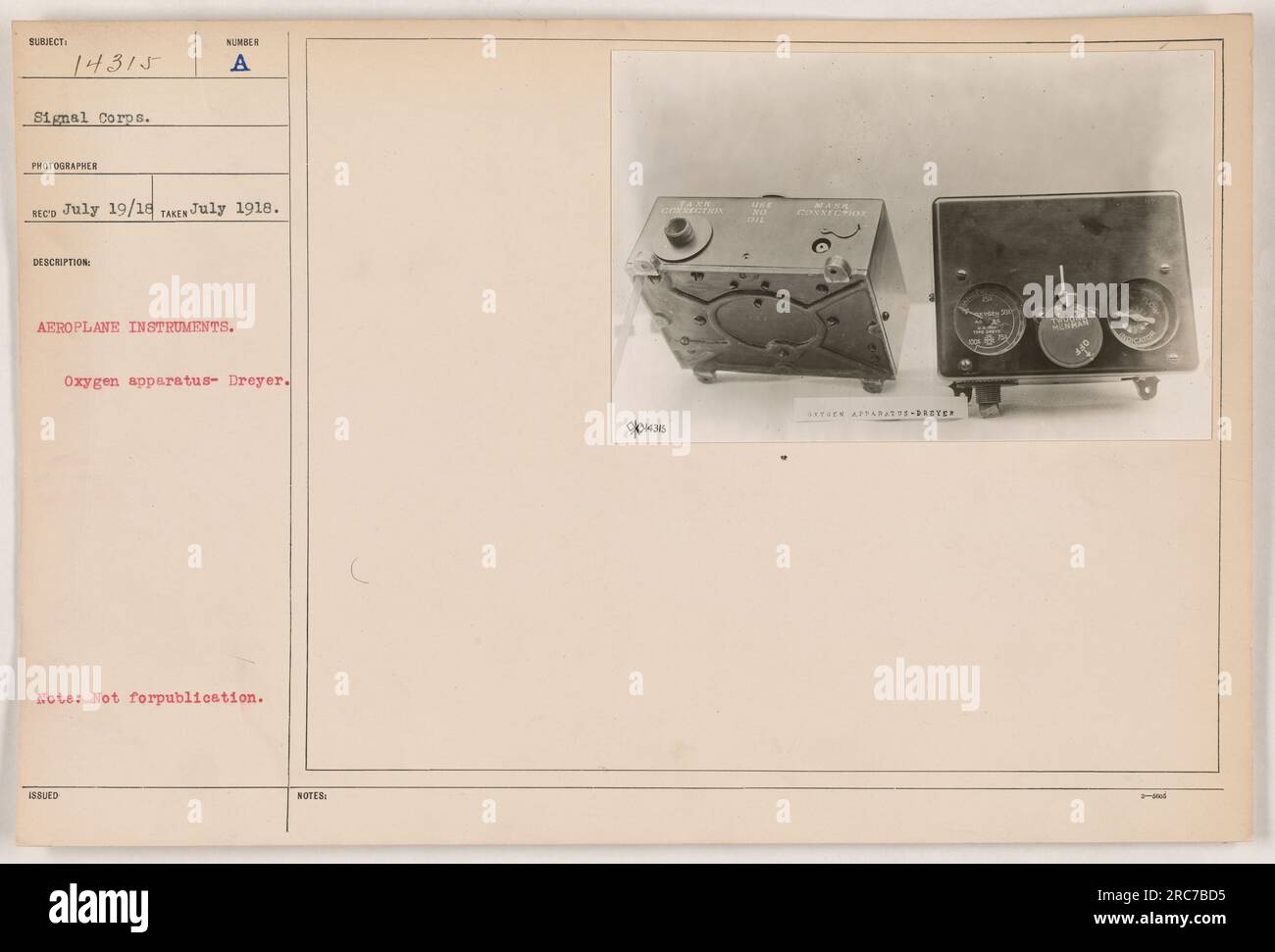 A black and white photograph showing a close-up of airplane instruments ...