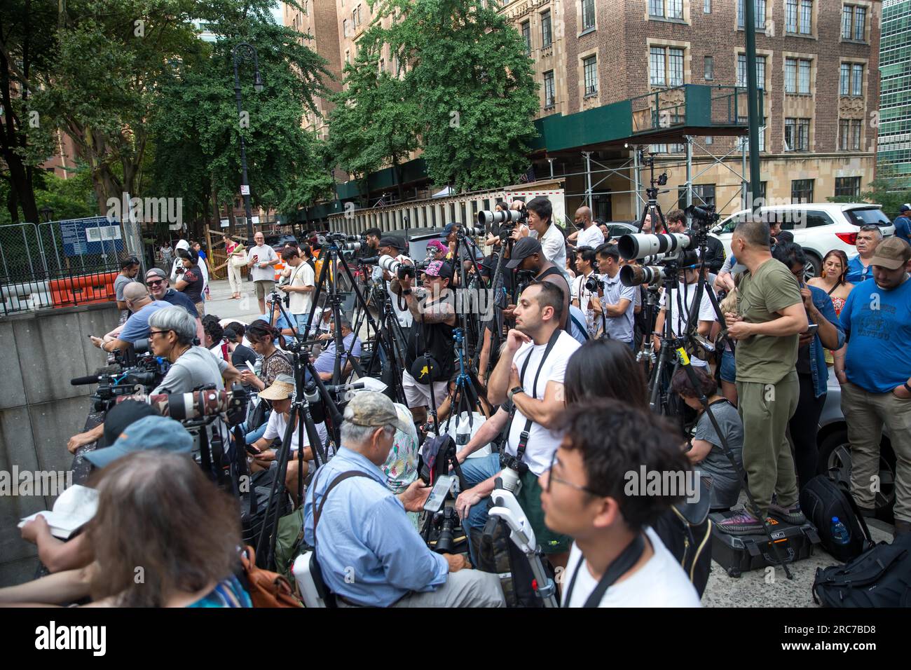New York City, NY, USA. 12th July, 2023. Photographers take photographs ...