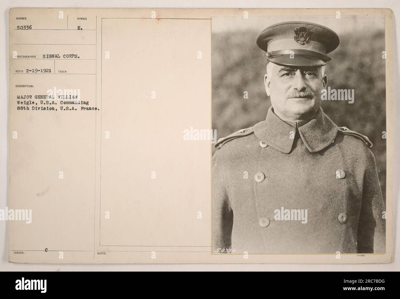 Major General William Weigle, Commanding Officer of the 88th Division ...