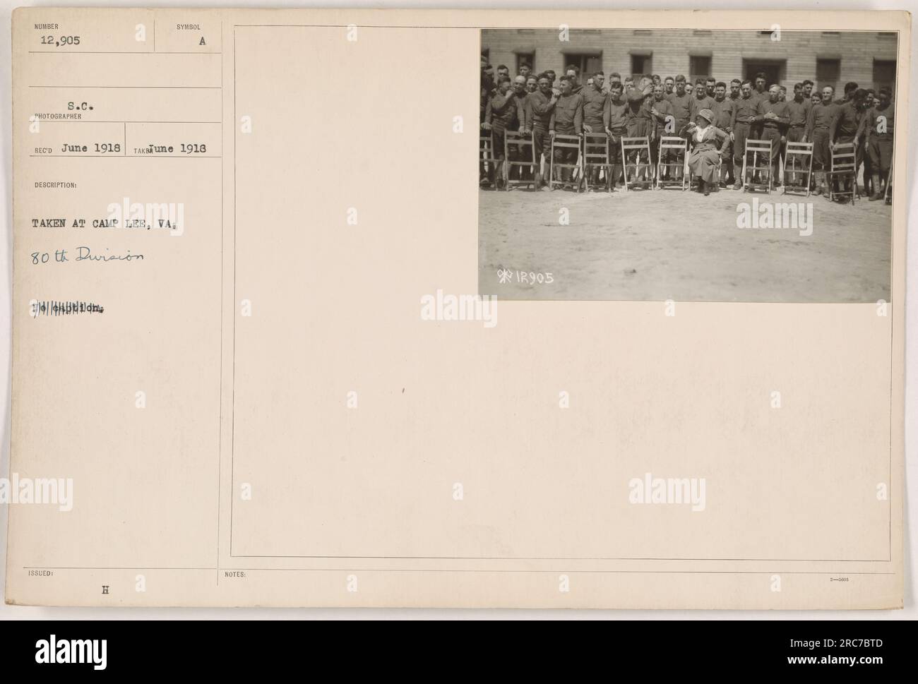 Soldiers of the 80th Division at Camp Lee, Virginia, in June 1918 Stock ...