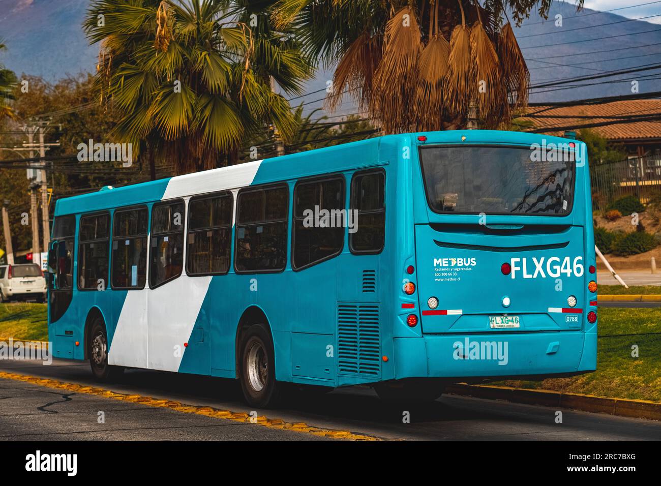 Santiago, Chile - April 18 2023: A public transport Transantiago, or Red Metropolitana de ...