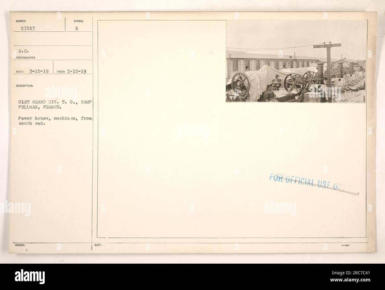 A photograph of the power house and machines from the south end of the ...