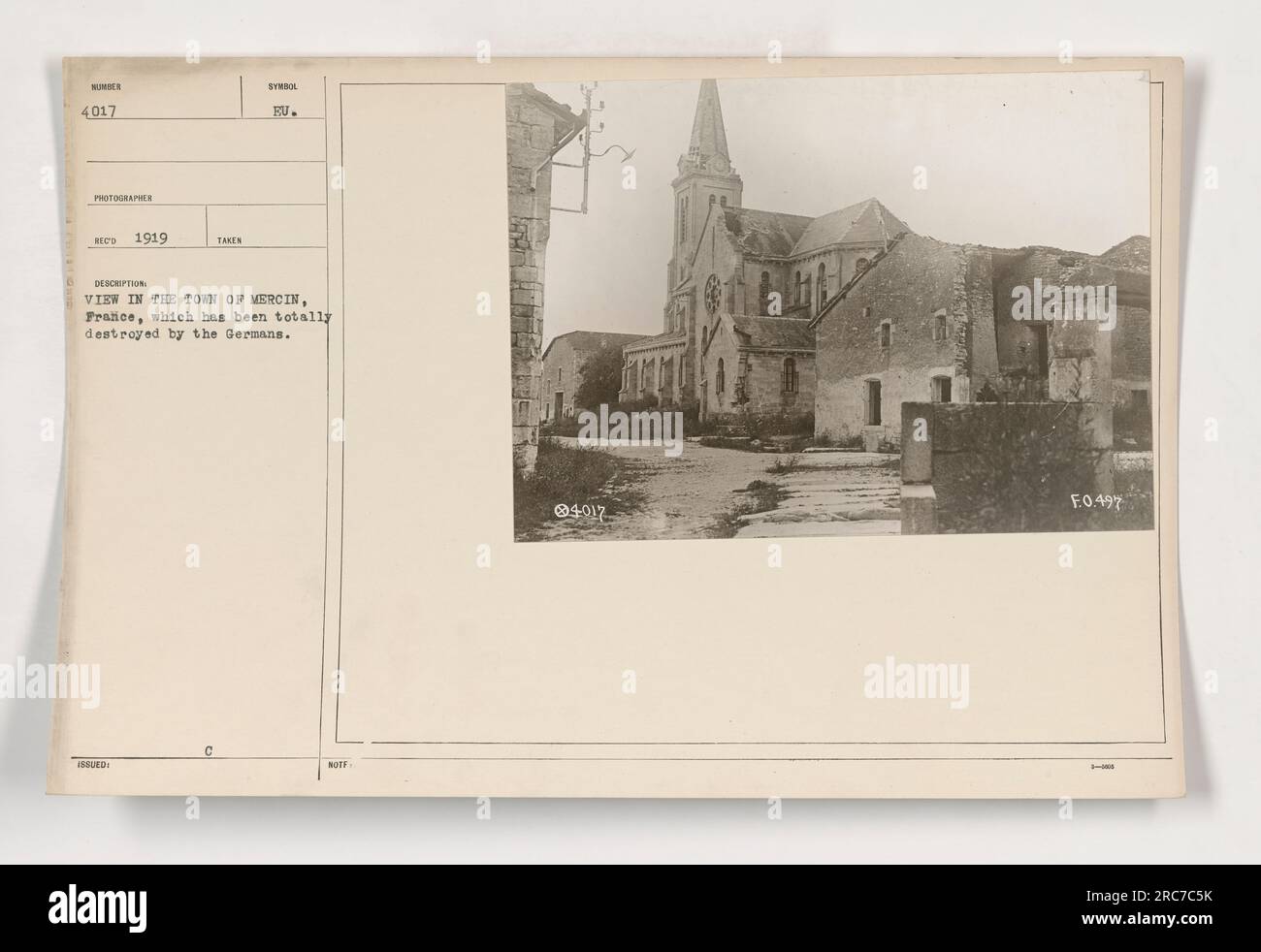 Image showing the aftermath of destruction in the town of Mercin ...