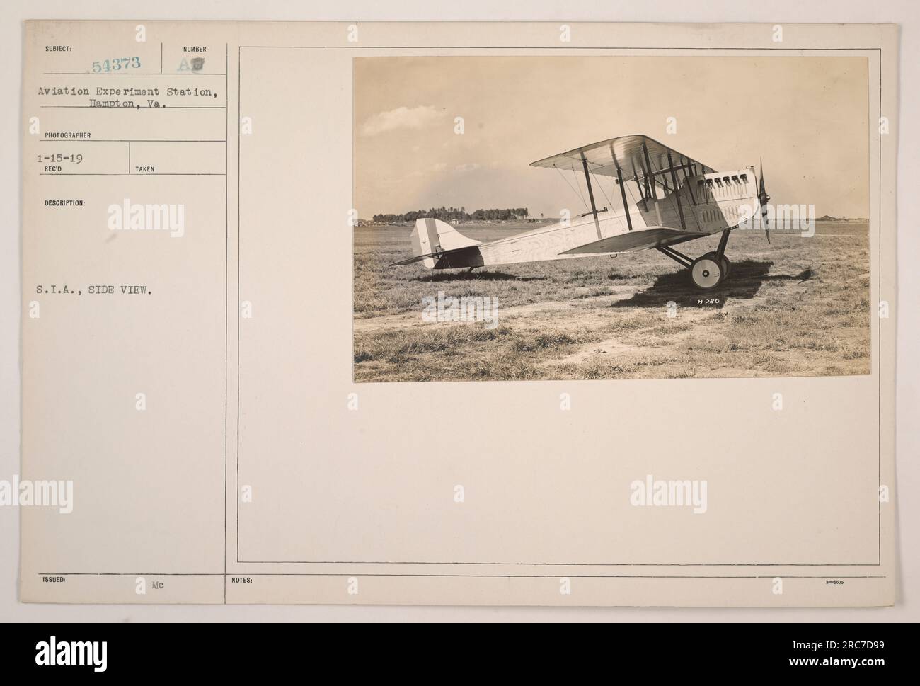 Side view of an aircraft labeled S.I.A., taken at the Aviation ...