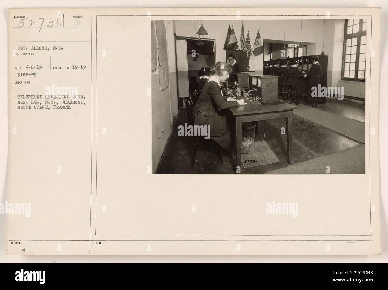 Telephone operators at the General Headquarters in S.C. Chaumont, Haute ...