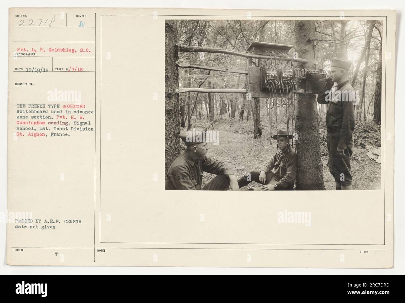 This photograph shows Pvt. L. P. Goldshlag of the Signal School, 1st ...